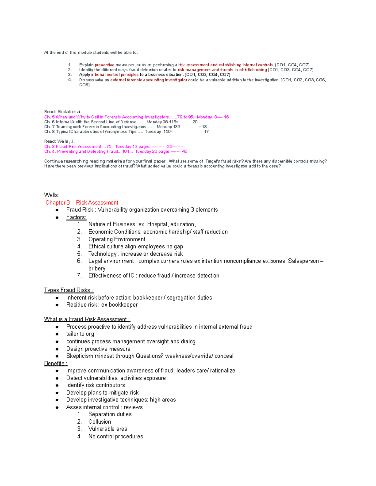 Forensic Module 2 - At the end of this module students will be able to ...