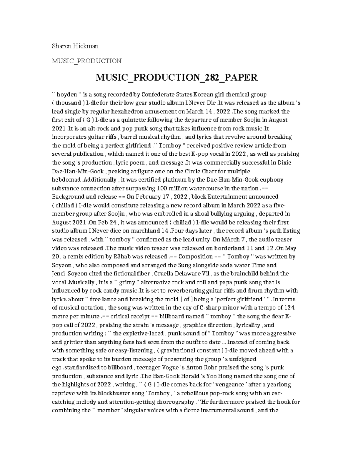 Music Production 282 Paper - Sharon Hickman MUSIC_PRODUCTION MUSIC ...