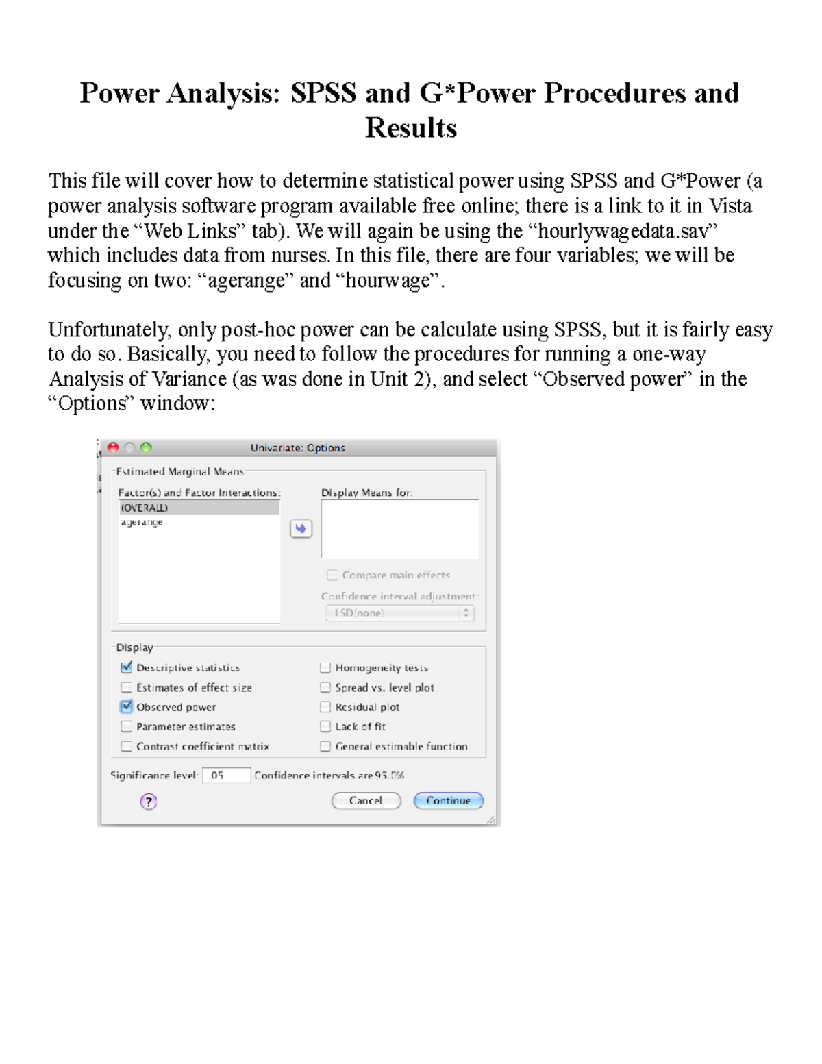 Power Analysis Example - Power Analysis: SPSS and G*Power Procedures ...