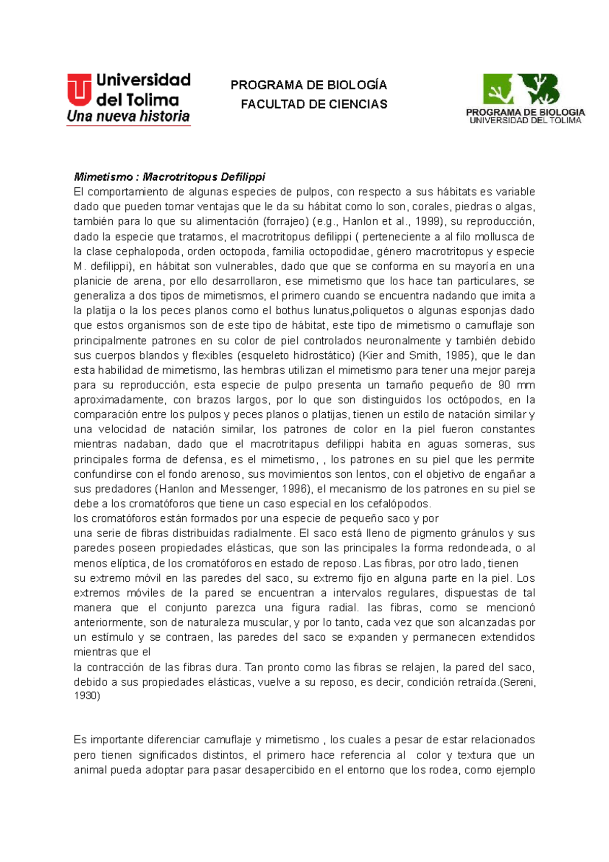 Discusion M. Defilippi - PROGRAMA DE BIOLOGÍA FACULTAD DE CIENCIAS ...
