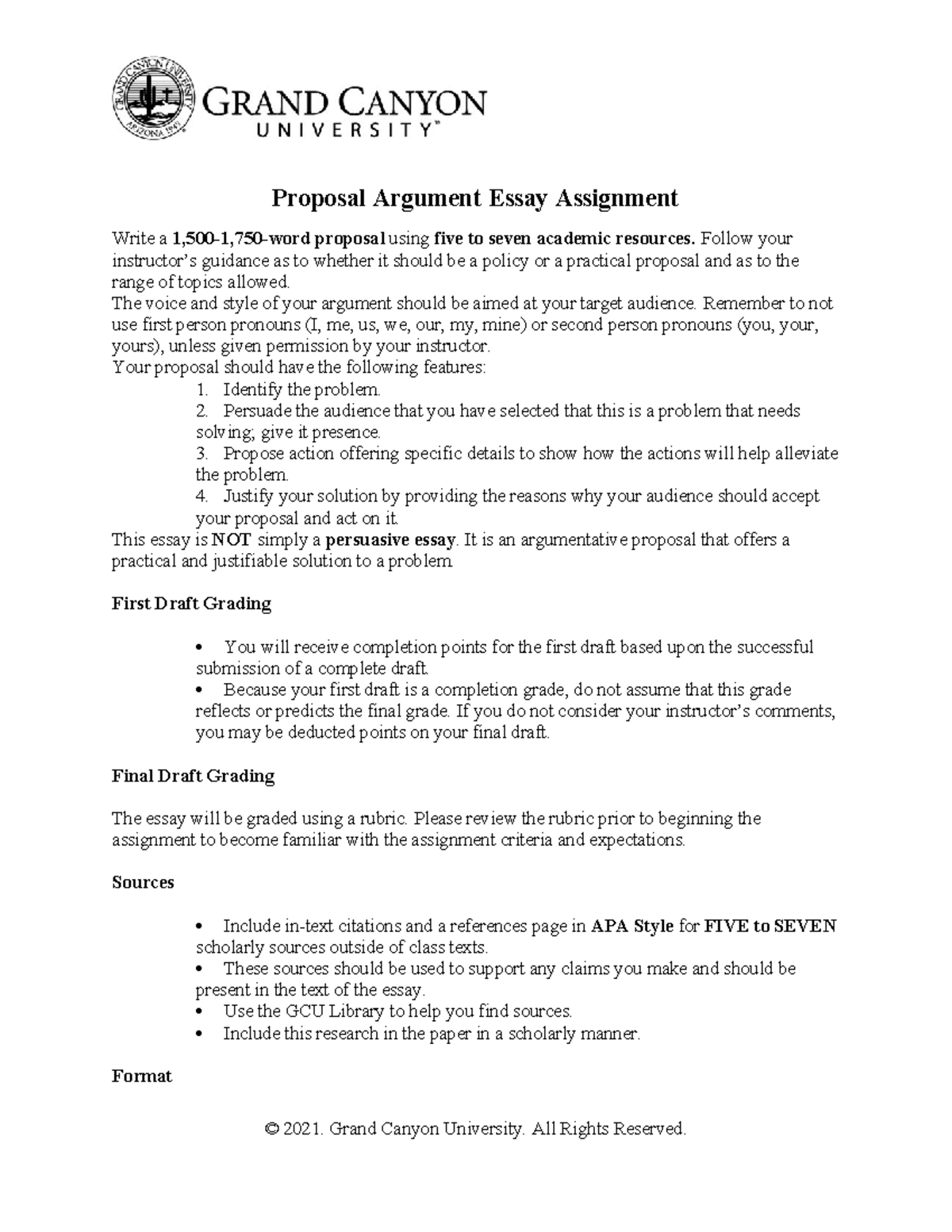 ENG106 Proposal Essay Assignment-ground - Proposal Argument Essay ...