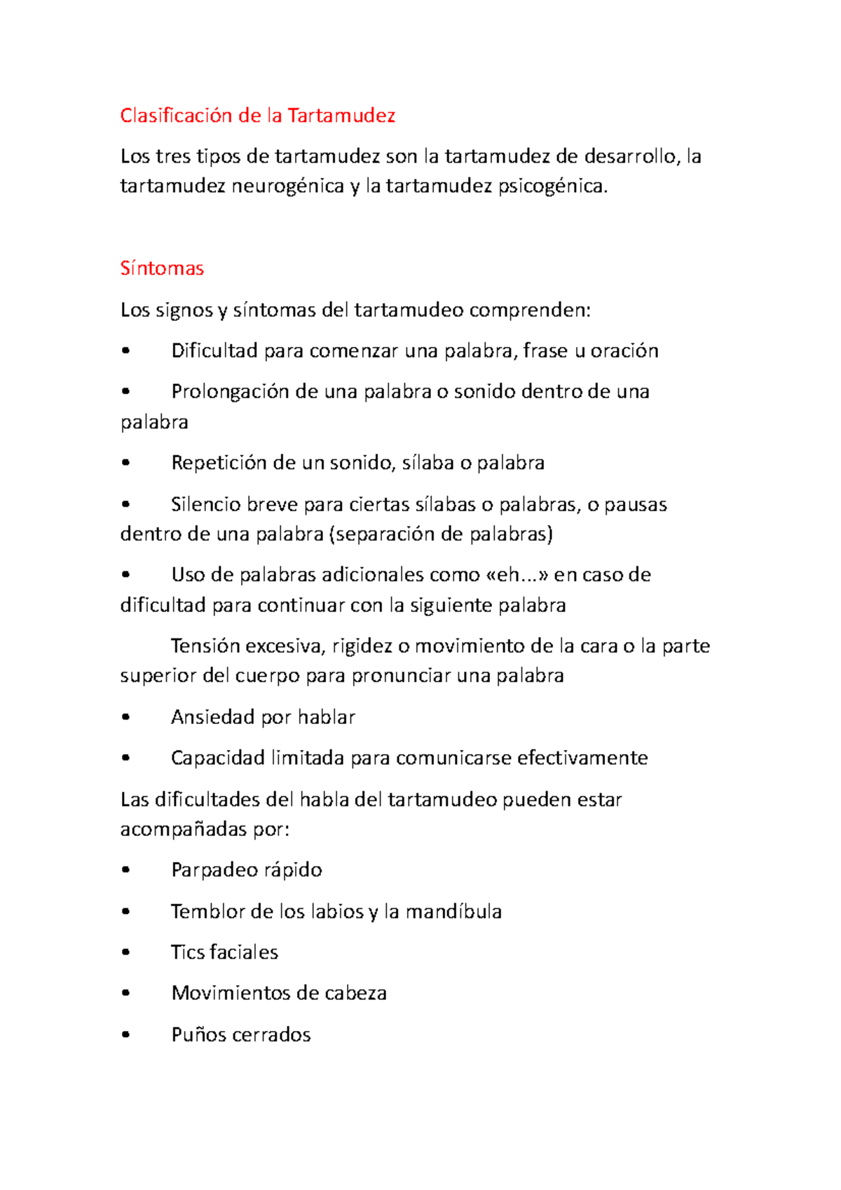 Tartamudez - Excelente - Clasificación de la Tartamudez Los tres tipos ...