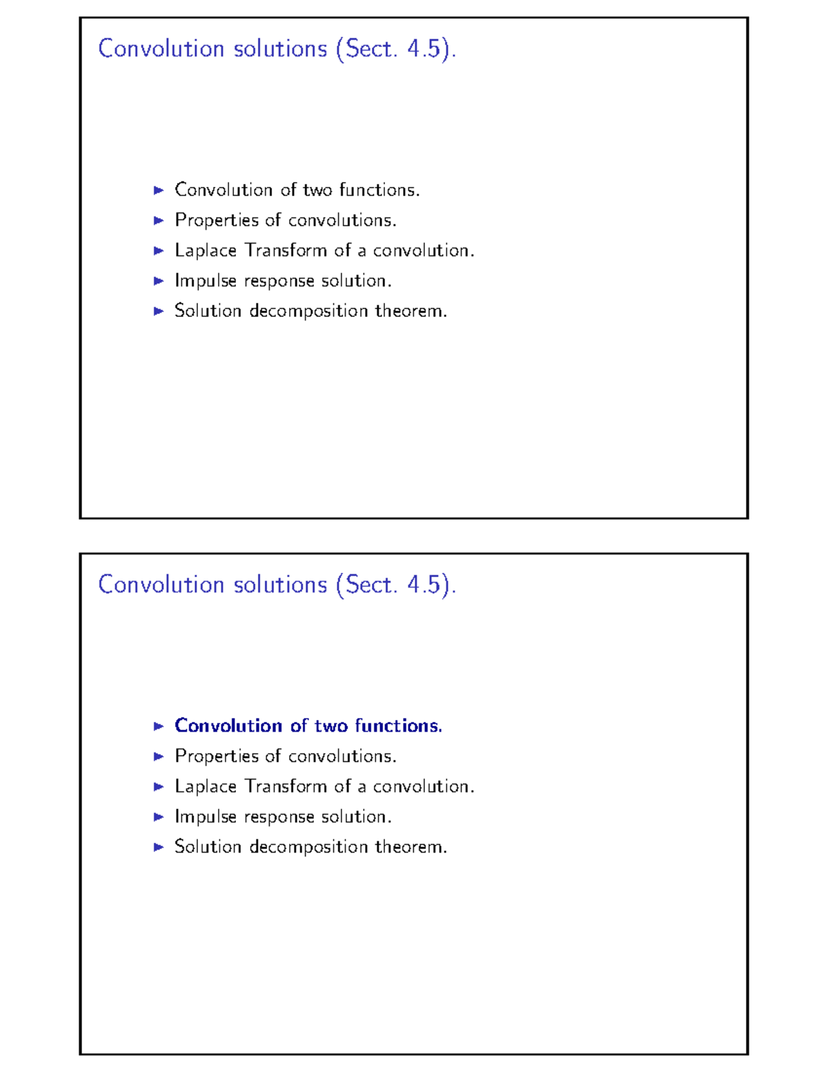Convolution - conv - Convolution solutions (Sect. 4). Convolution of ...