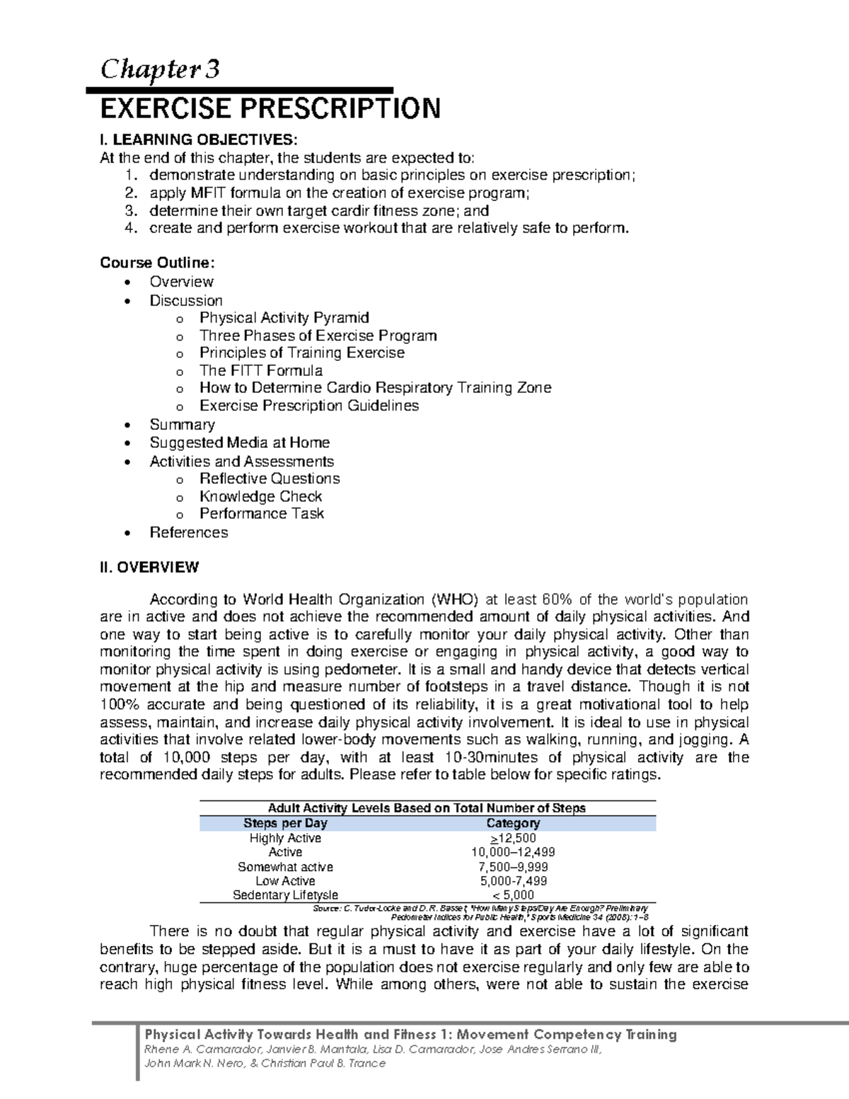 Chapter 3 - Exercise Prescription - Physical Activity Towards Health ...