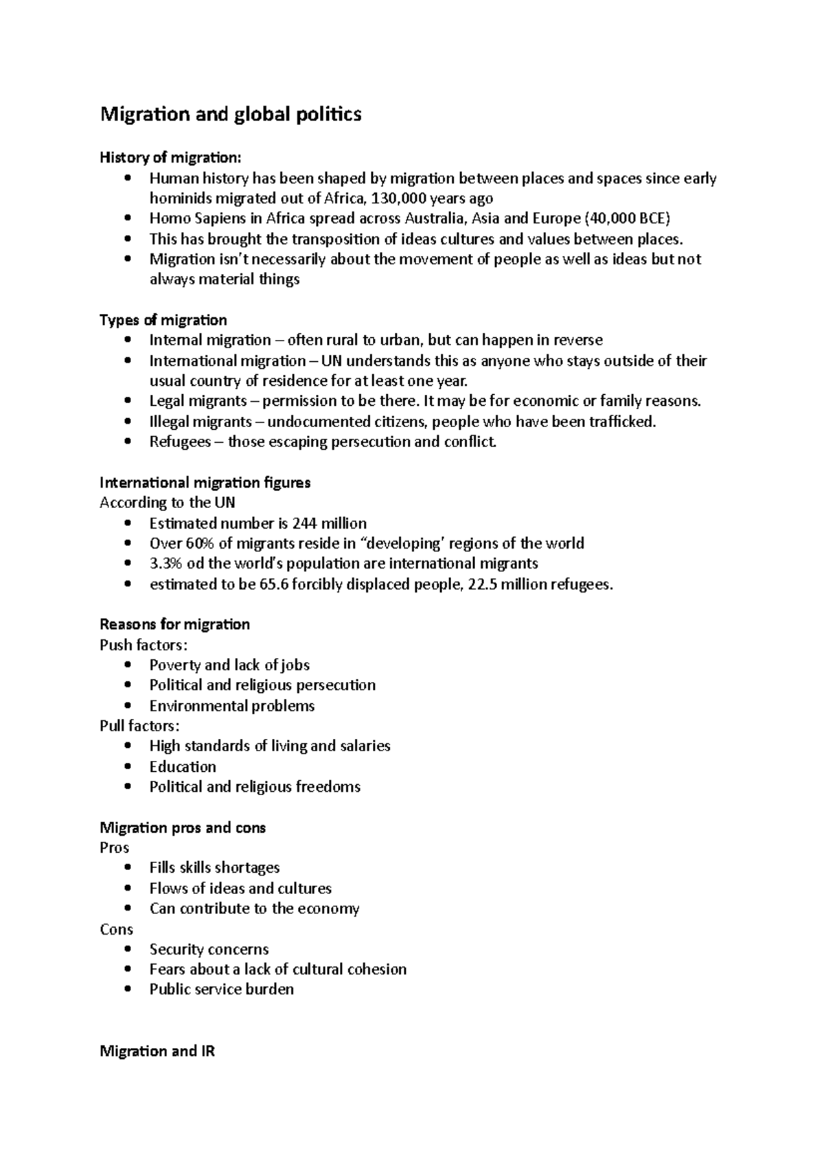 Migration and global politics - Migration and global politics History ...