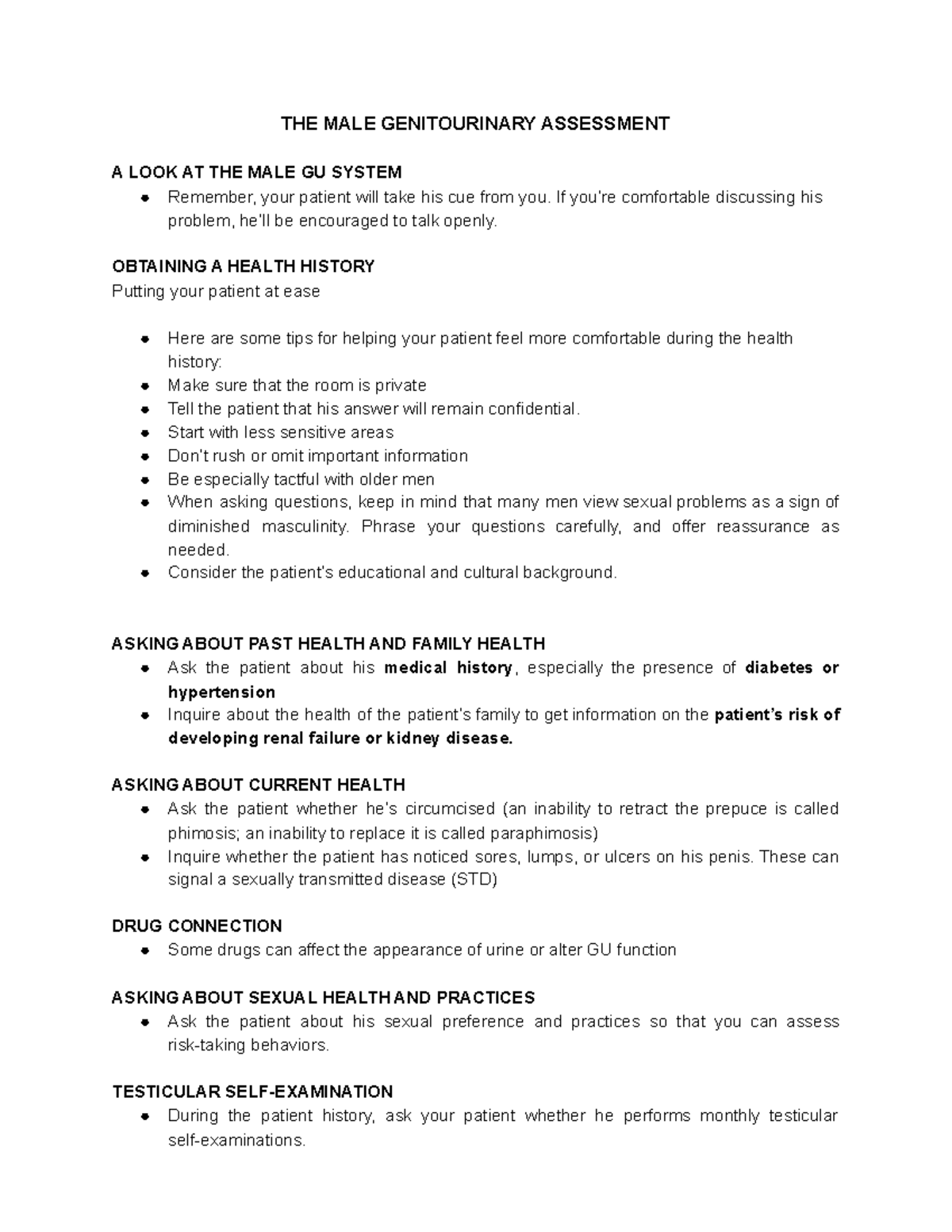MALE Genitourinary Assessment 1 - THE MALE GENITOURINARY ASSESSMENT A ...