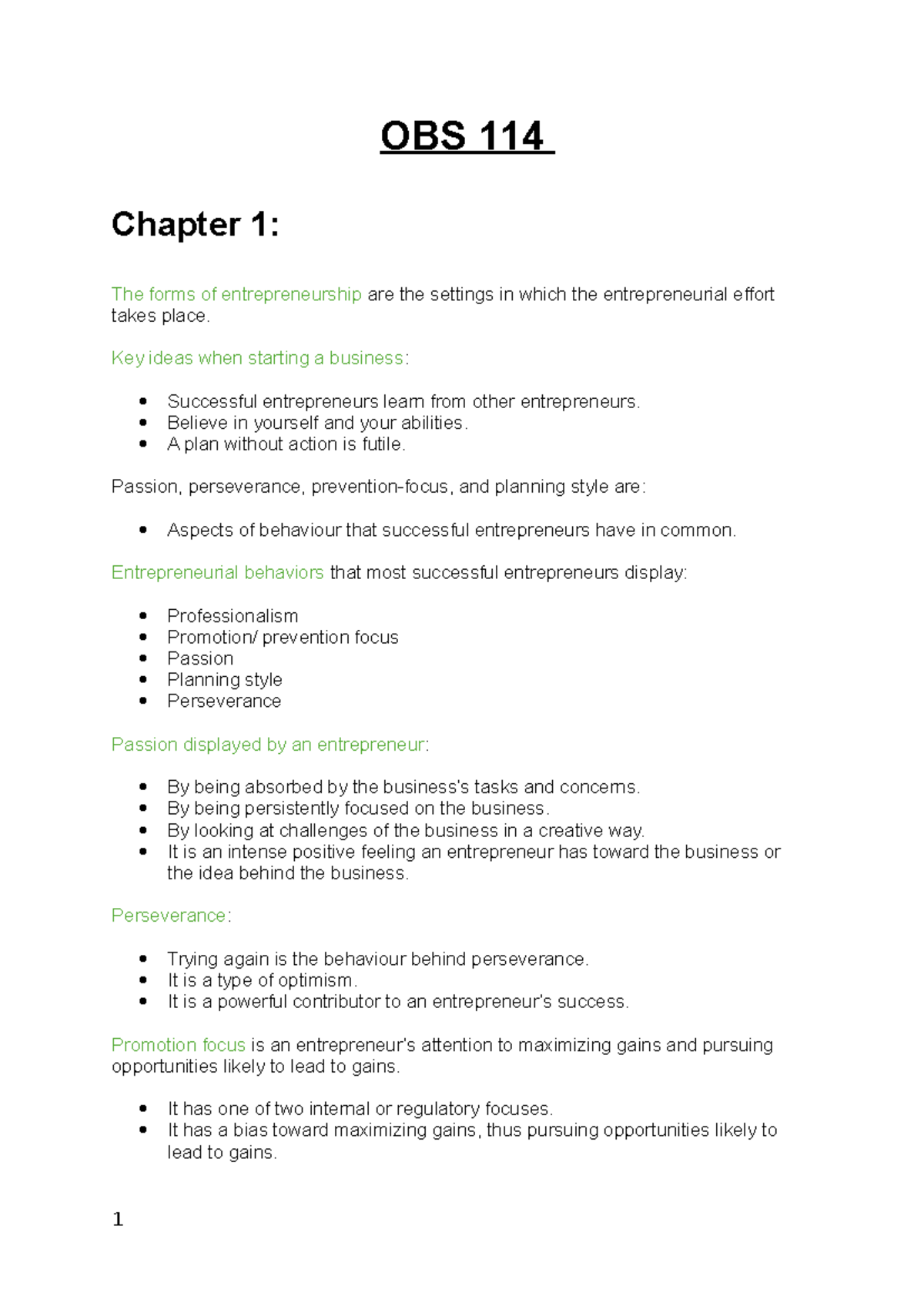 OBS 114 chapter 1 - Summary Business management - OBS 114 Chapter 1 ...