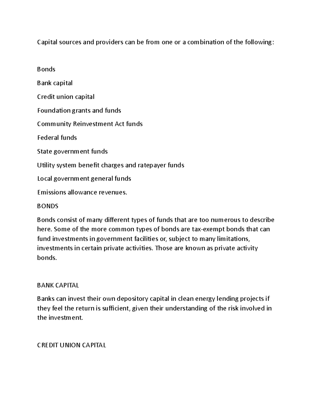 Sources of capital - Capital sources and providers can be from one or a ...