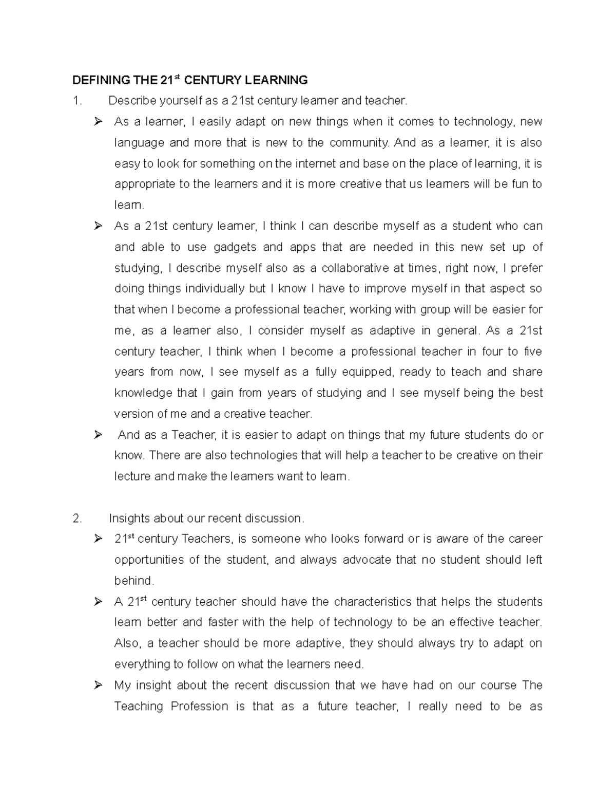 DEFINING THE 21st CENTURY LEARNING - DEFINING THE 21st CENTURY LEARNING ...