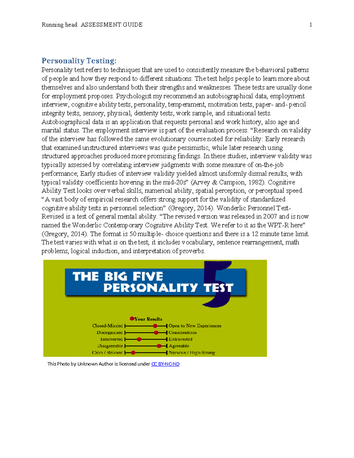 Wechsler Individual Achievement Test - Running head: ASSESSMENT GUIDE 1 ...