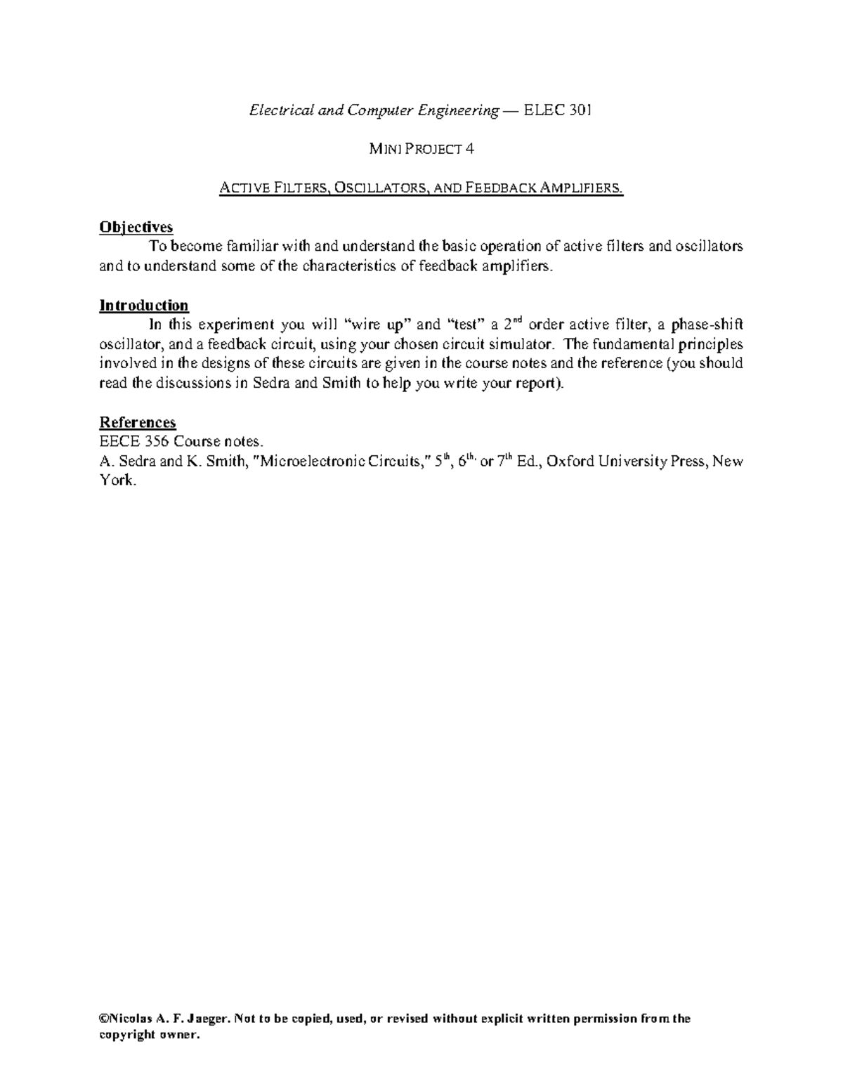 Mini Project 4-F2023 - Electrical and Computer Engineering — ELEC 301 ...