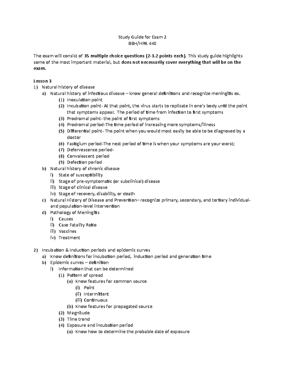 Study Guide for Exam 2 FA21 - BB H 440 - Penn State - Studocu