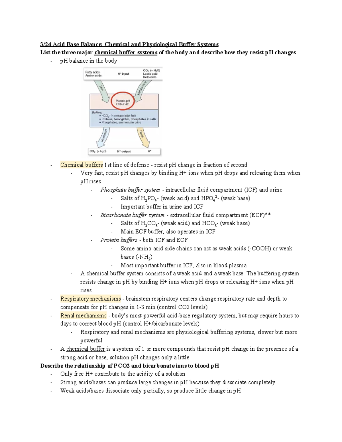 Acid Base Balance The Buffering System Resists Change In PH By