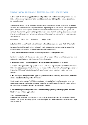 Practical - DP capability plot exercise - OE5663 Dynamic Positioning DP ...
