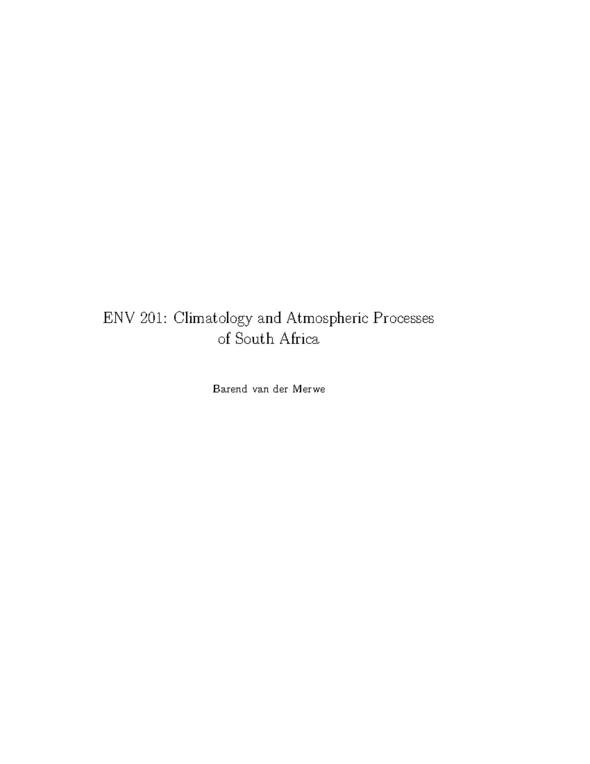 ENV 201 Climatology and Atmospheric Processes of South Africa - Copy ...