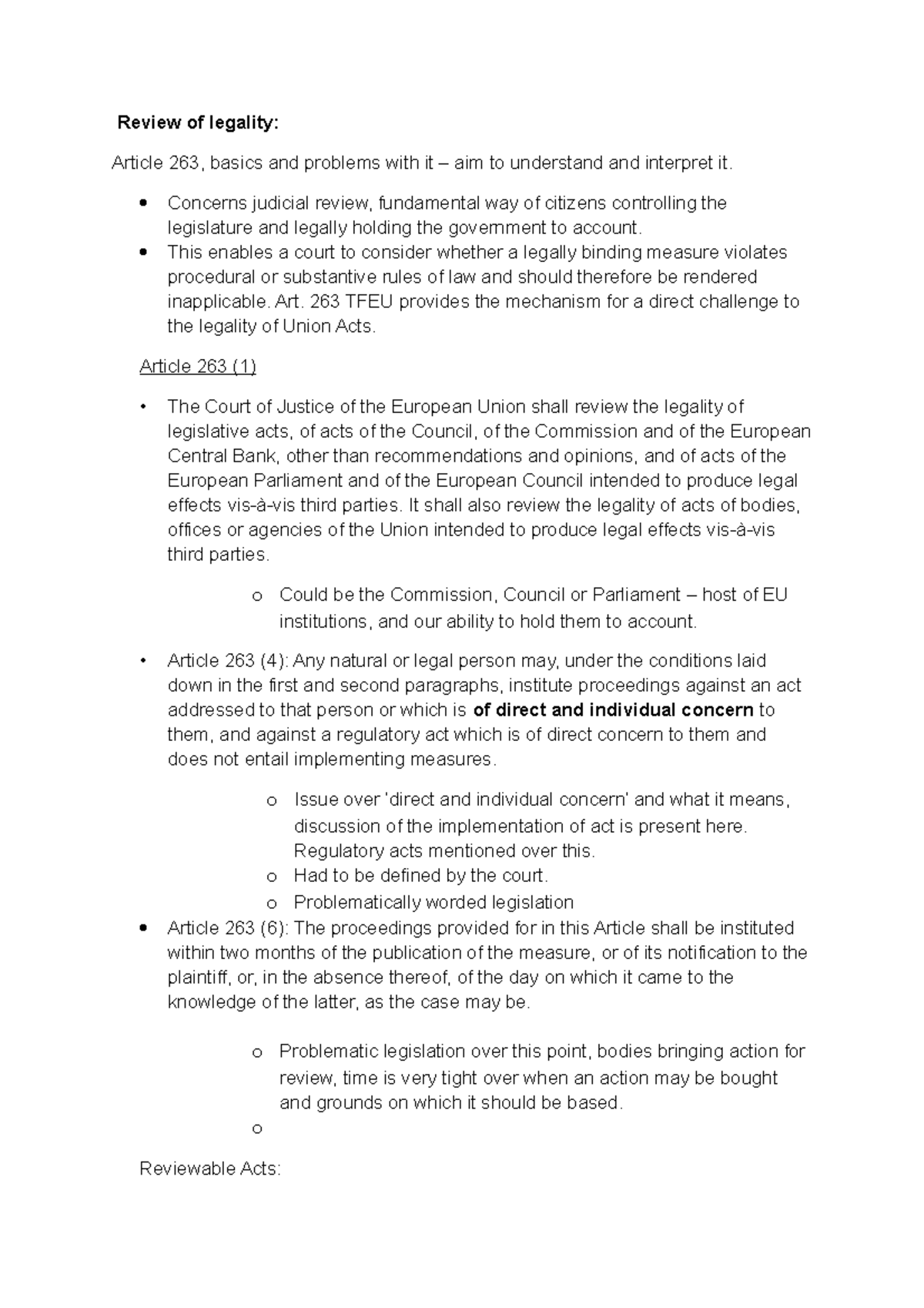 Review of legality - Review of legality: Article 263, basics and ...