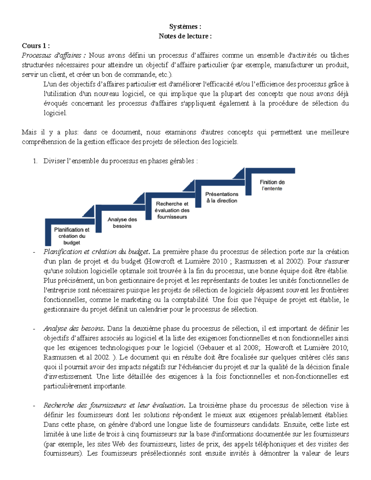 Systèmes - notes de lecture - Systèmes : Notes de lecture : Cours 1 ...