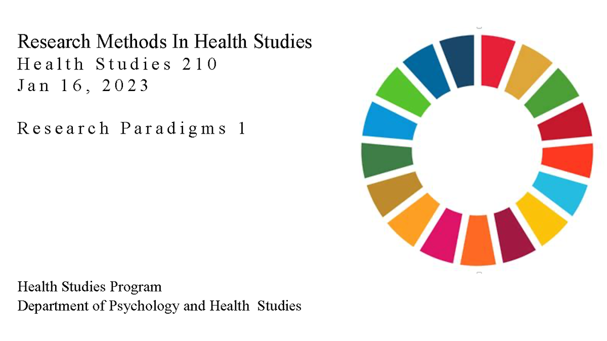 Lecture 4 Research Paradigms - Research Methods In Health Studies H e a ...