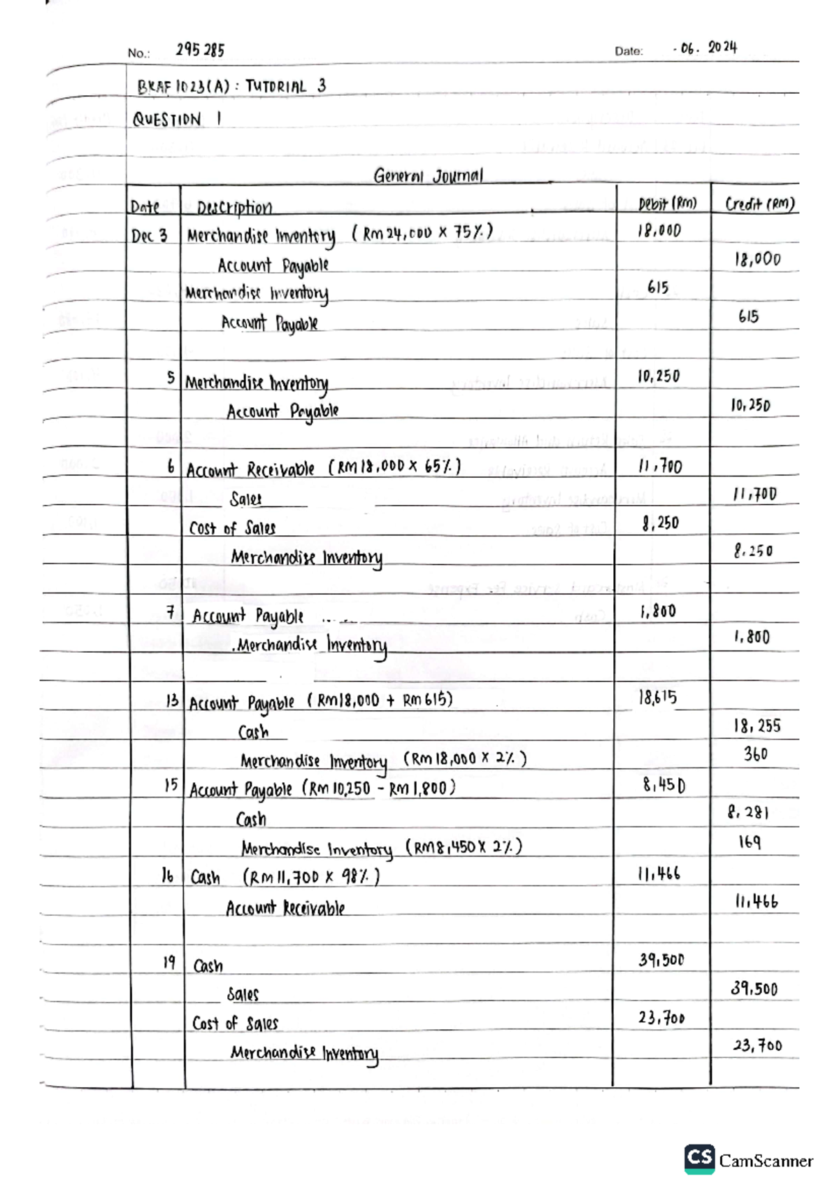 BKAF1023(A) Tutorial 3 - No.: 295285 Date: BKAF 1023(A) : TUTORIAL 3 ...