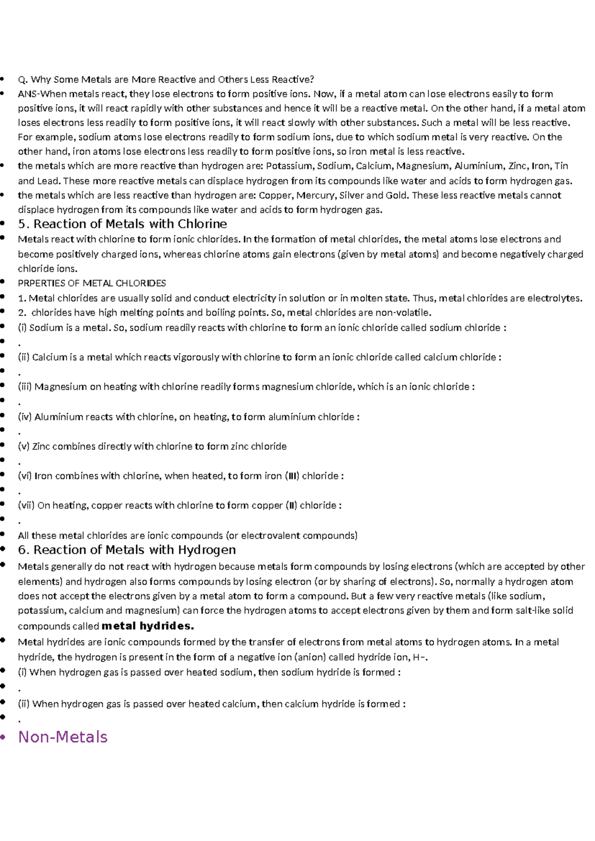 Chapter 3 part 2 - Q. Why Some Metals are More Reactive and Others Less ...