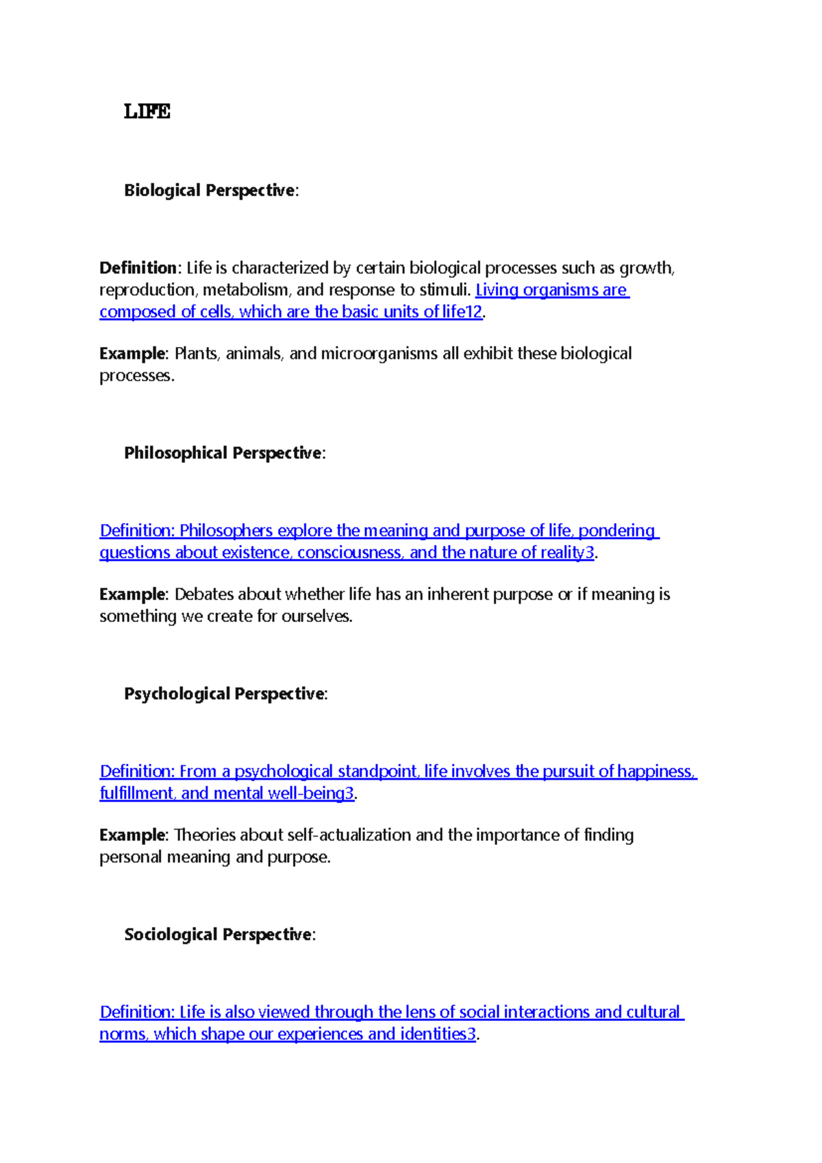 LIFE - life skills as a leader - LIFE Biological Perspective ...