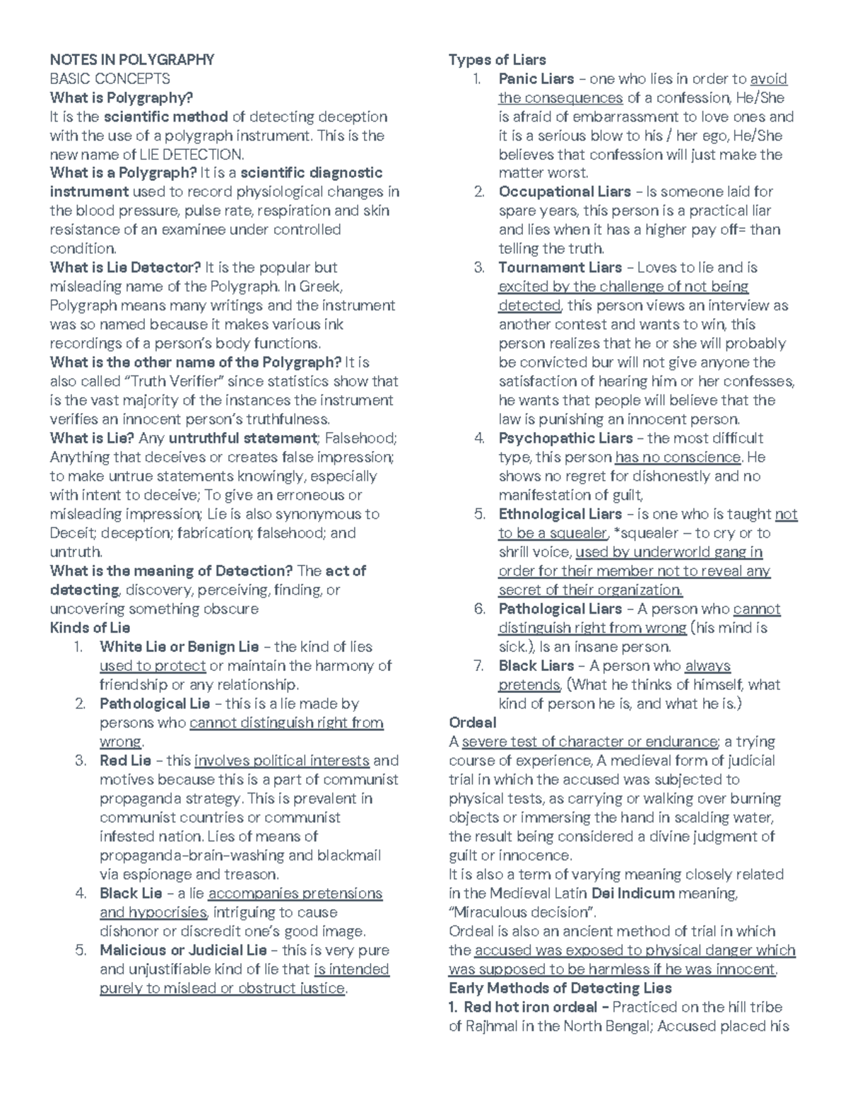 Notes-IN- Polygraphy - NOTES IN POLYGRAPHY BASIC CONCEPTS What is ...