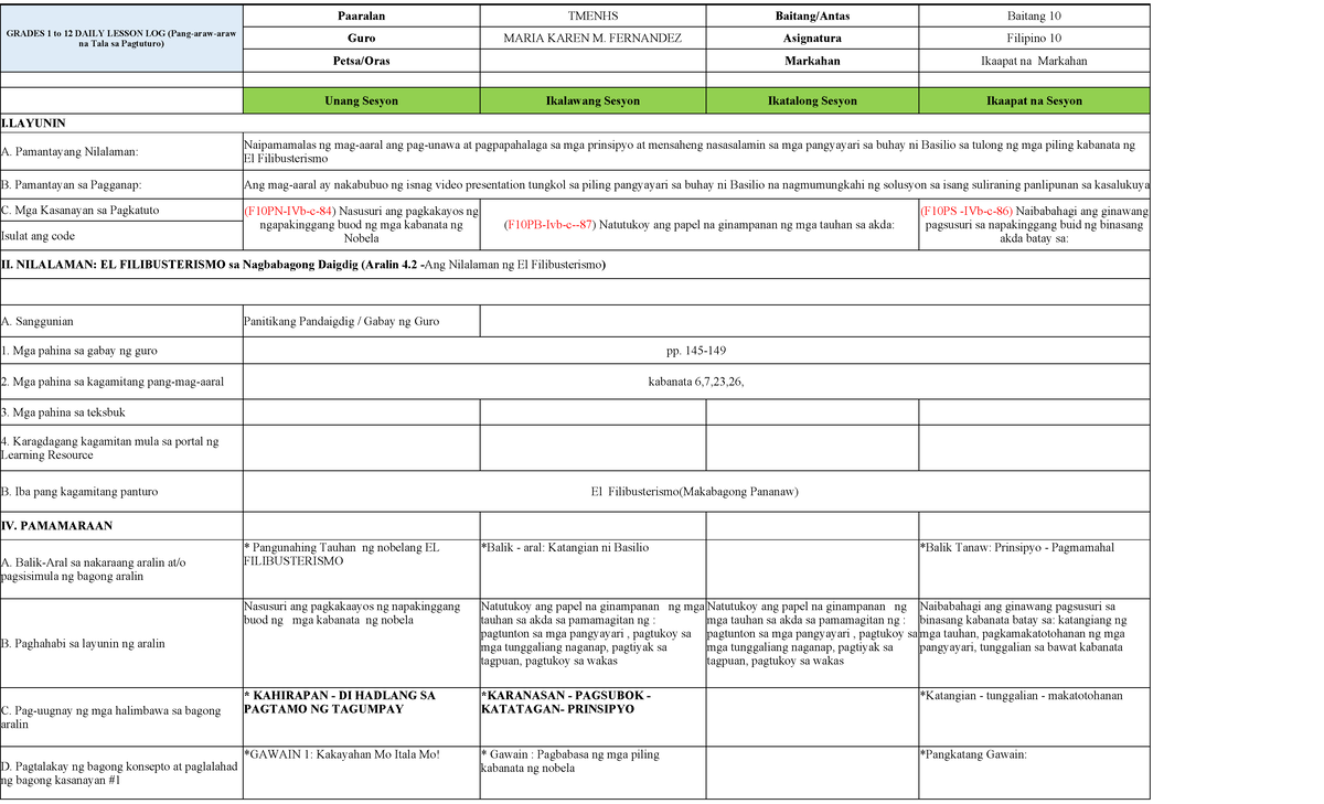Ilide - Summary Filipino sa Iba't Ibang Larangan - Paaralan TMENHS ...