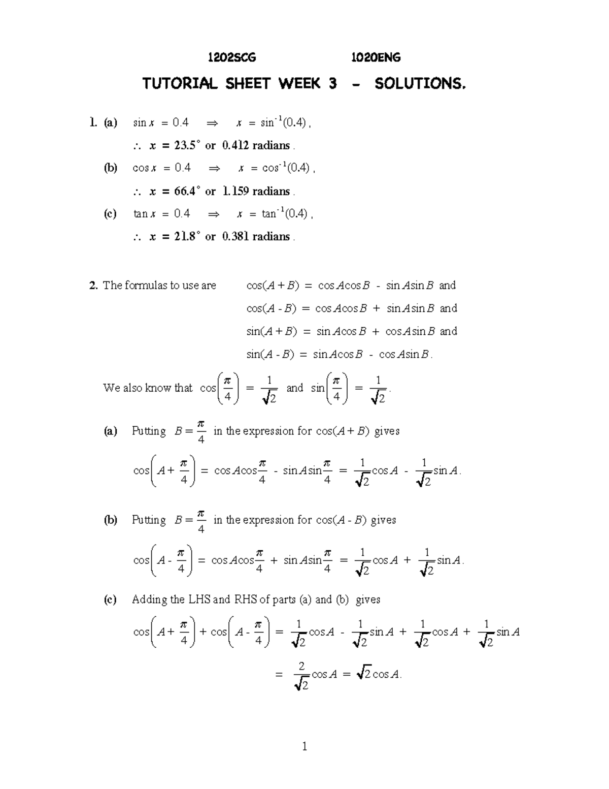 Week 3 tutorial solutions - 1202SCG 1020ENG TUTORIAL SHEET WEEK 3 ...