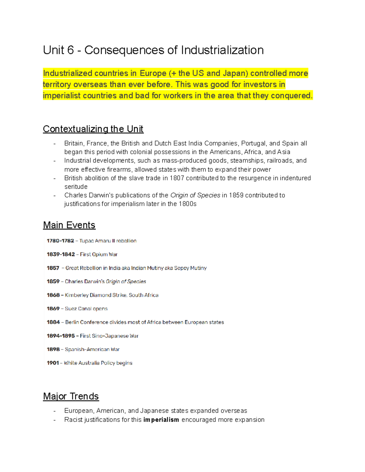Unit 6 - hii enjoyy - Unit 6 - Consequences of Industrialization ...