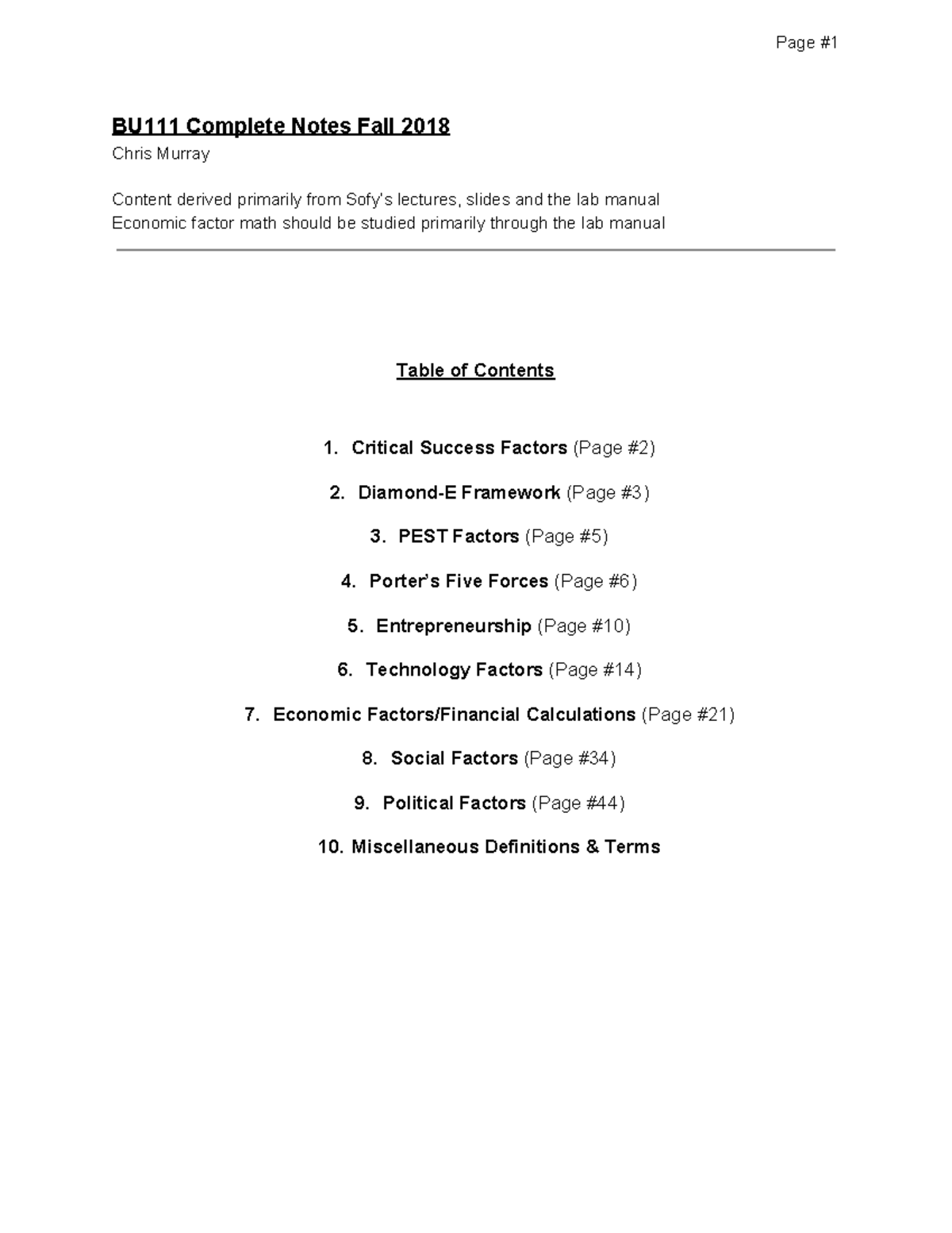 BU111 overall course review - BU111 Complete Notes Fall 2018 Chris ...