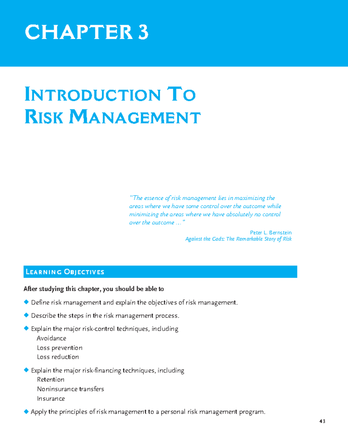 Chapter 3 RM - 4 3 CHAPTER 3 INTRODUCTION TO RISK MANAGEMENT “The ...