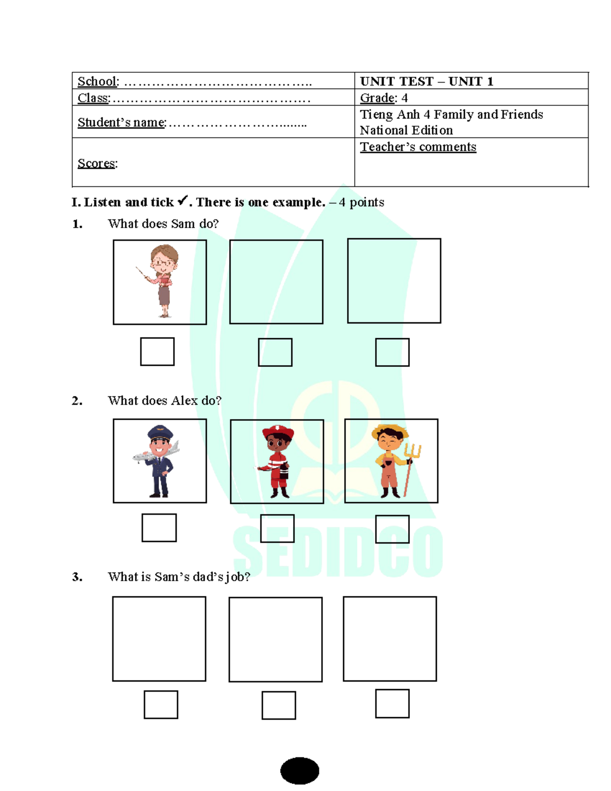 Unit Test - Unit 1 - test of the first semester - 1 School: - Studocu
