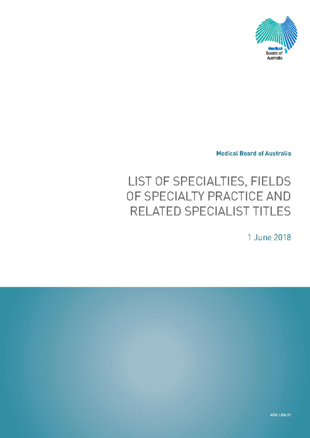 Medical List of specialties fields and related titles Registration ...