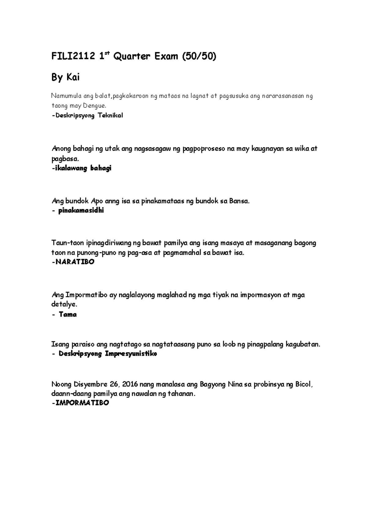 Cpar2122-1st-quarter-exam compress - FILI2112 1 st Quarter Exam (50/50 ...