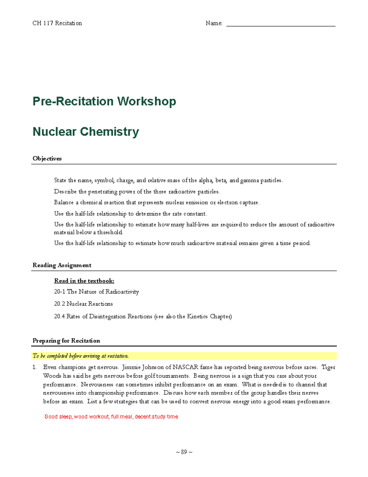Kami Export - 12 PRE Nuclear Chemistry - CH 117 Recitation Name