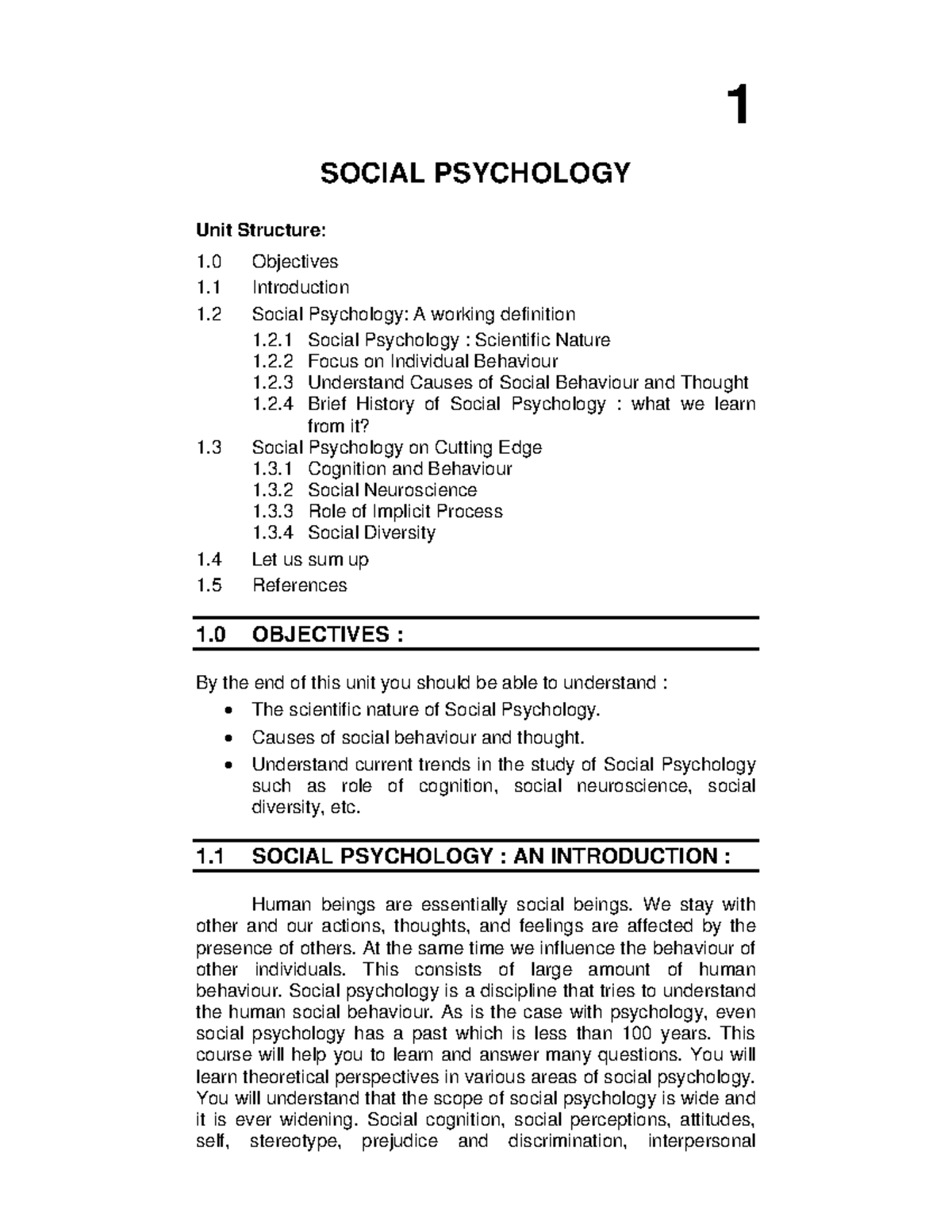 Social Psy. Easy Notes - SOCIAL PSYCHOLOGY Unit Structure: 1 Objectives ...