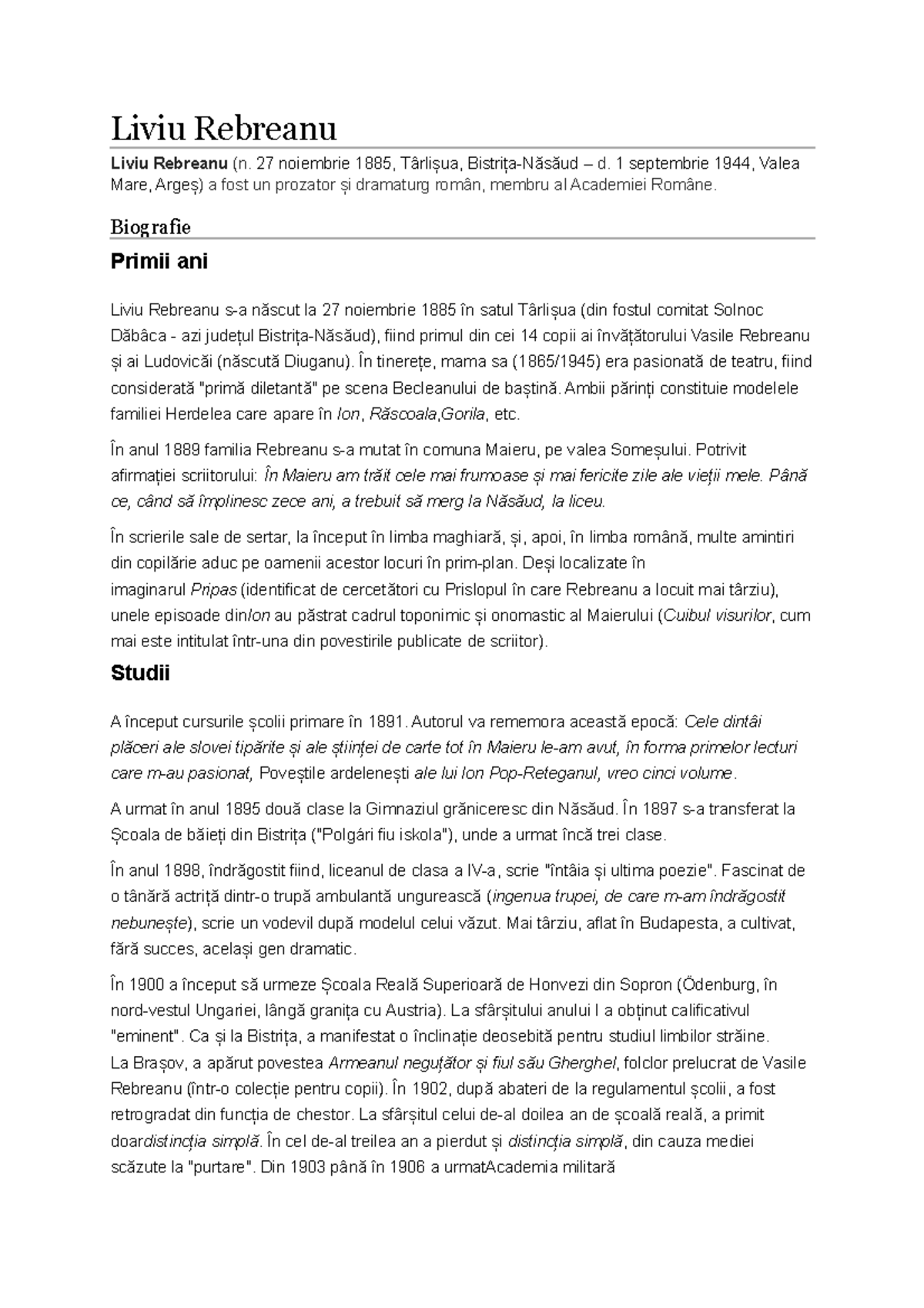 246496429-Liviu-Rebreanu - Liviu Rebreanu Liviu Rebreanu (n. 27 ...