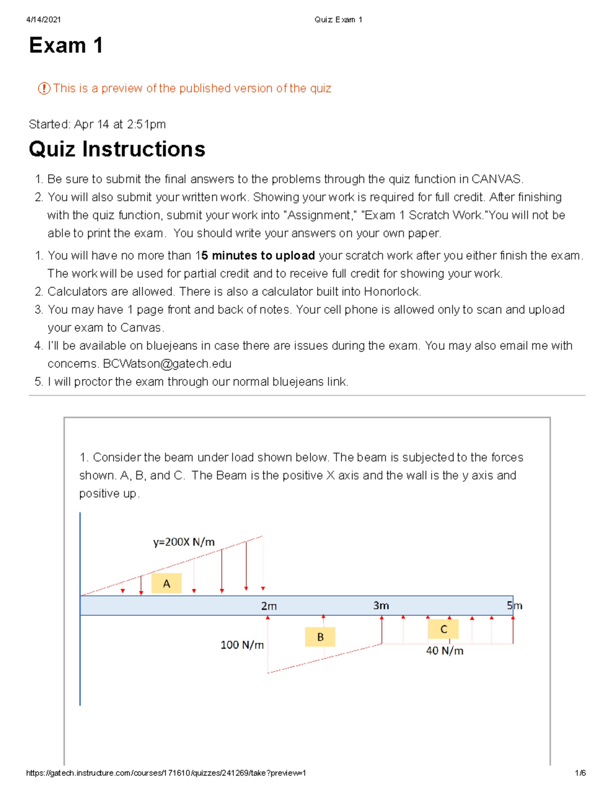Exam 1- Spring 2021 - old exam - Exam 1 This is a preview of the ...
