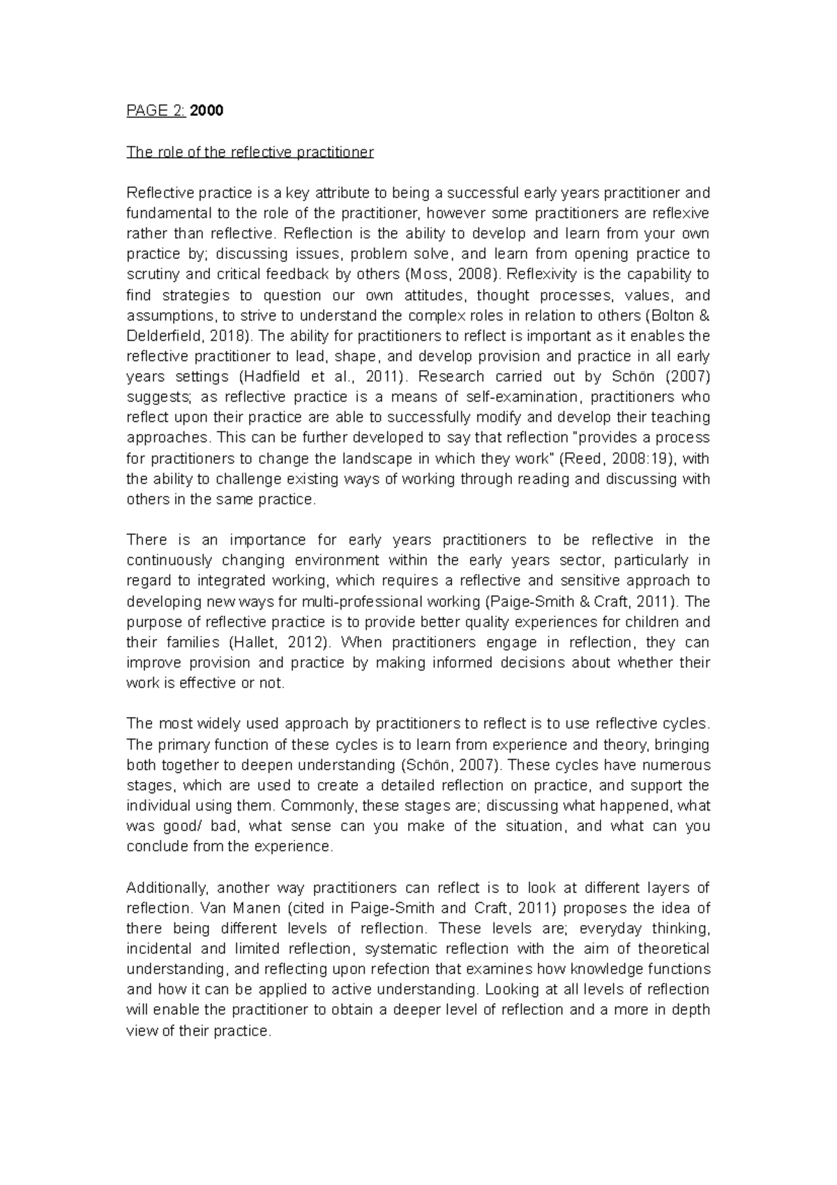 The role of the reflective professional - PAGE 2: 2000 The role of the ...