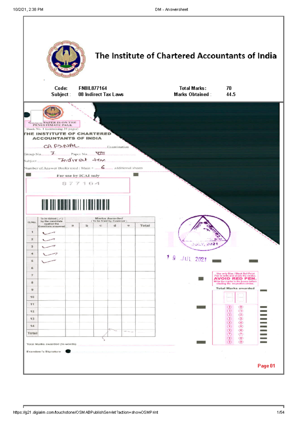 IDT scanned copy - SubjectCode: FN8IL877164 : 08 Indirect Tax Laws ...
