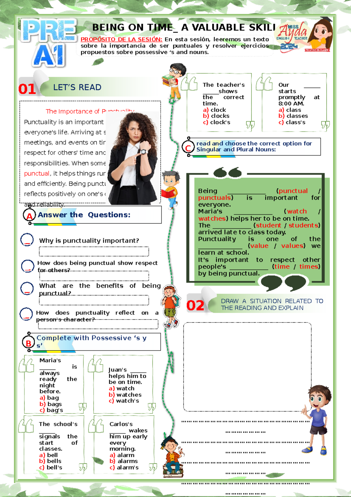 Ficha 03 UND 02 SEM 01 JEC PREA1 Being ON TIME A Valuable Skill - PROPÓSITO DE LA SESIÓN: En ...