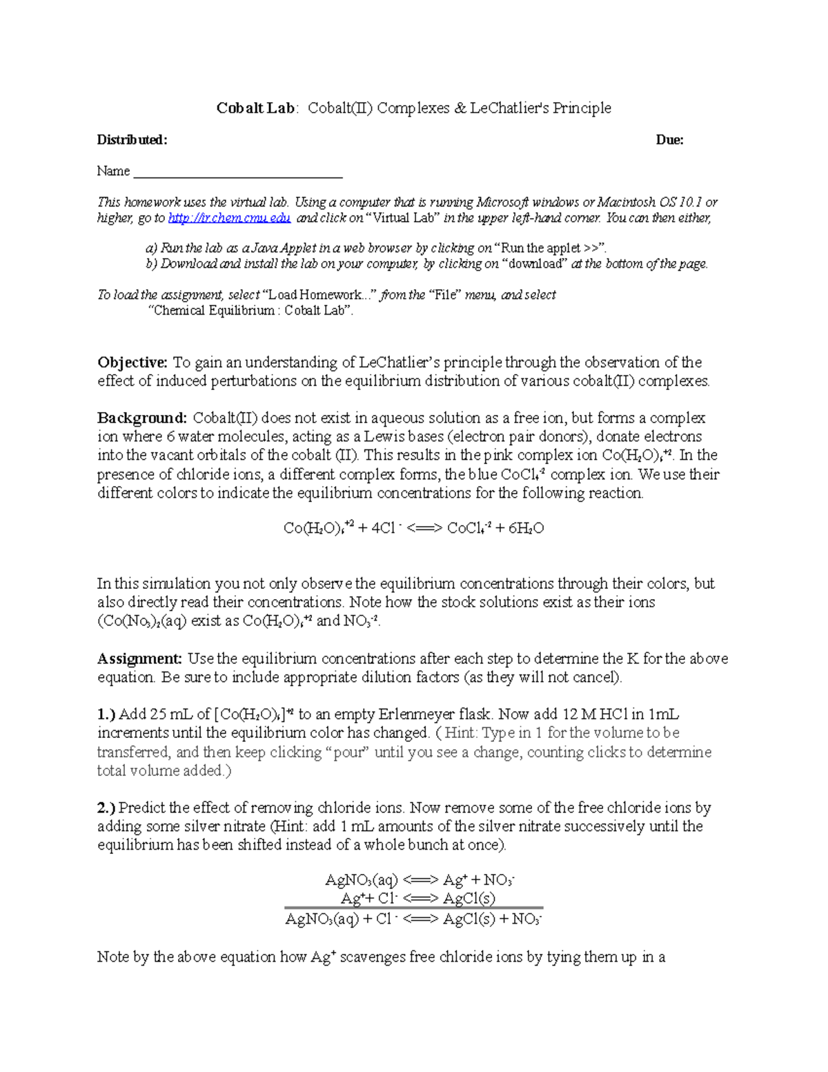 Cobalt - Chemistry topics - Cobalt Lab : Cobalt(II) Complexes ...