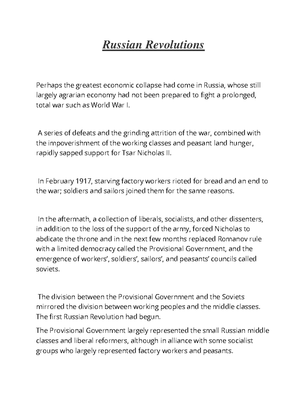 Russian Revolutions - a collection of liberals, socialists, and other ...