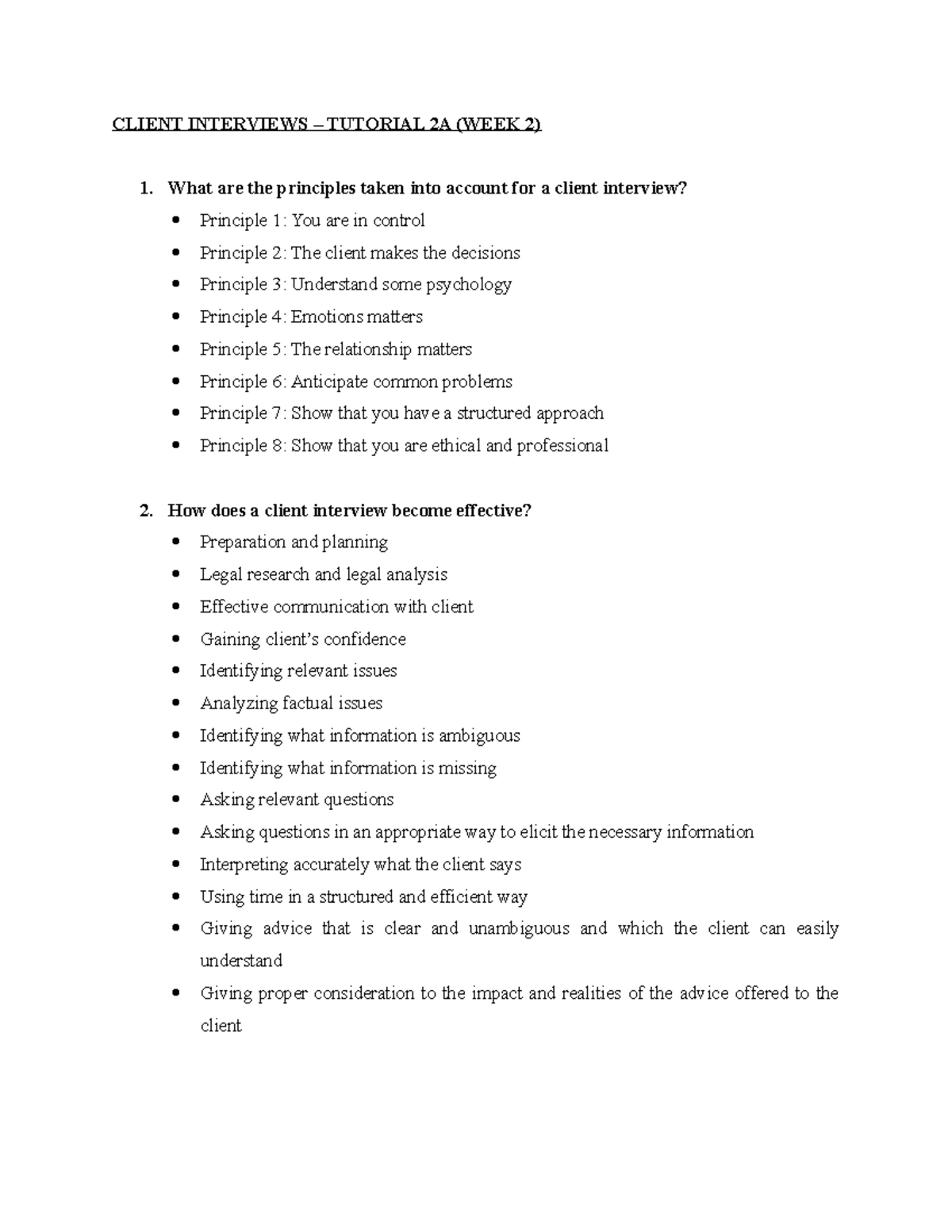 T2A and T2B Client Interviews - CLIENT INTERVIEWS – TUTORIAL 2A (WEEK 2 ...