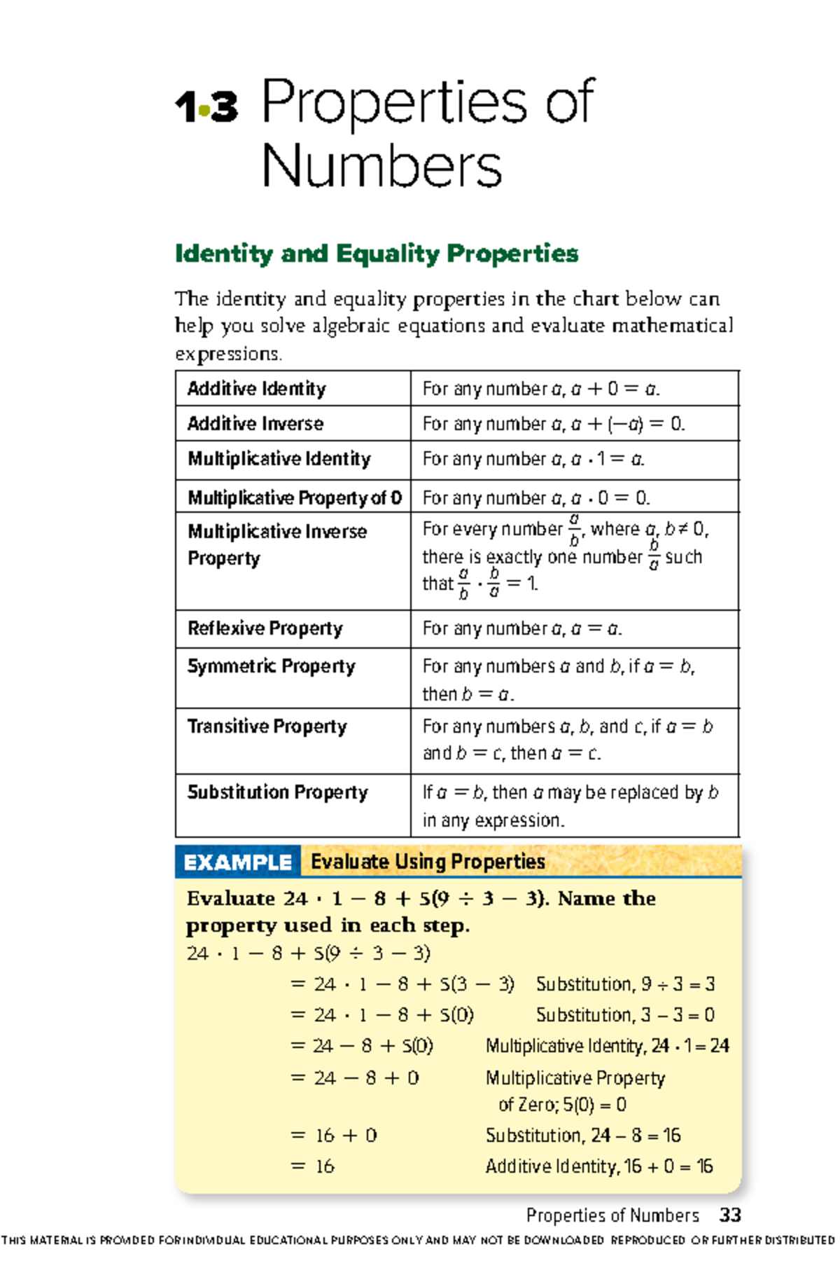 Quick Review Math Handbook (Teacher Edition) • Properties of Numbers ...