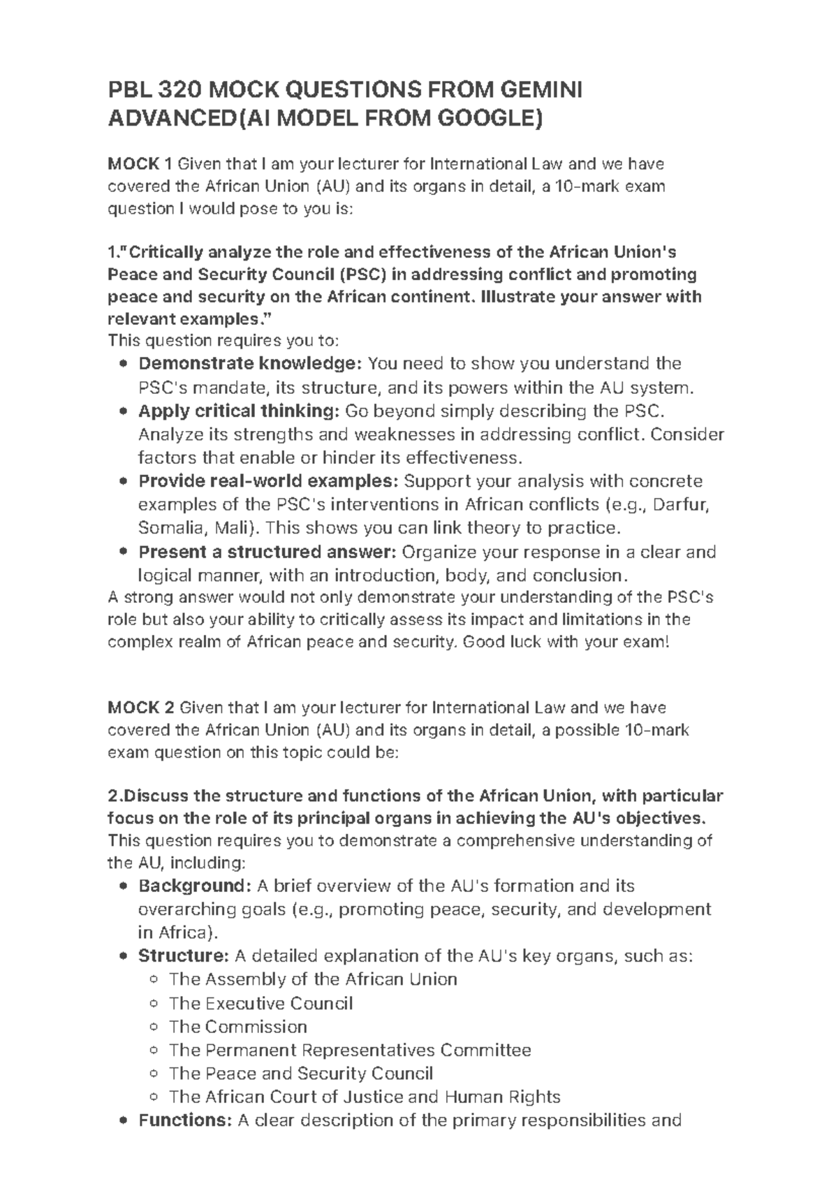PBL 320 MOCK Questions - PBL 320 MOCK QUESTIONS FROM GEMINI ADVANCED(AI ...