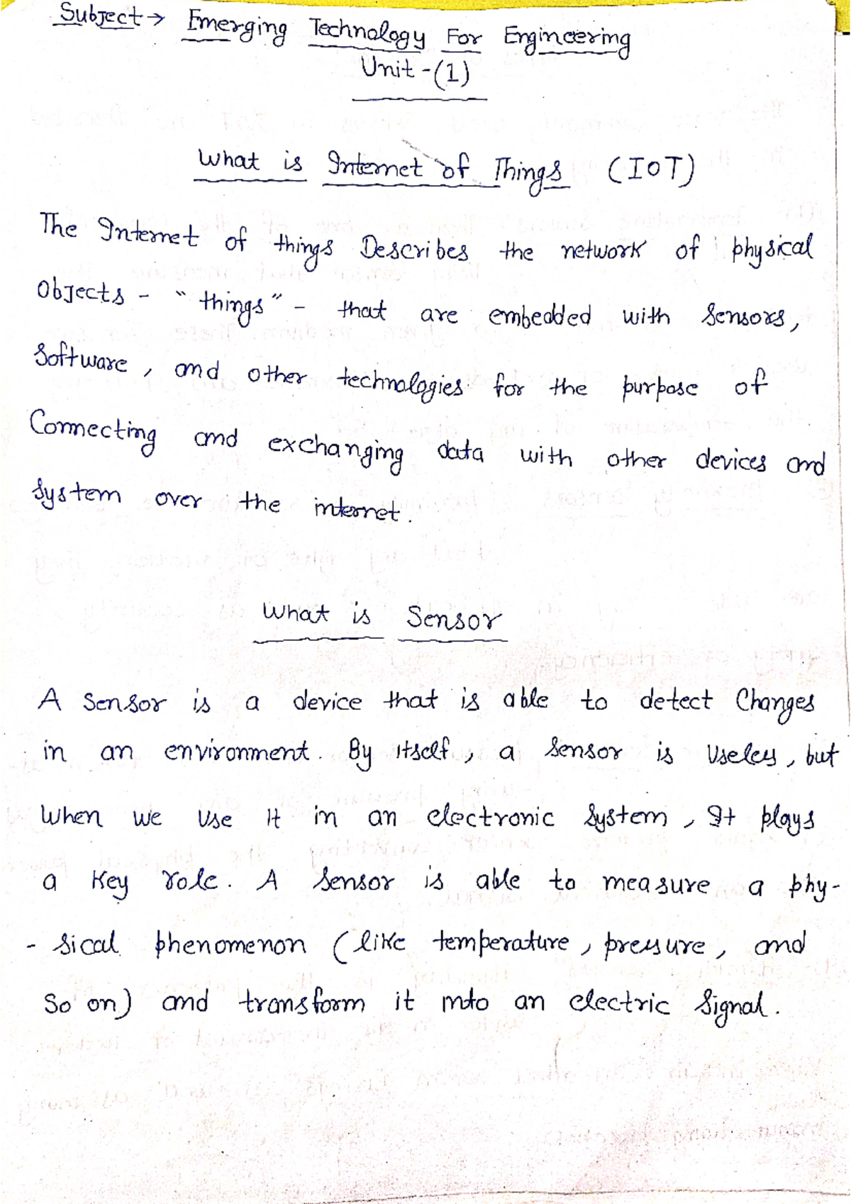 ETE unit 1 notes(1) - my college notes - Emerging Technology For ...