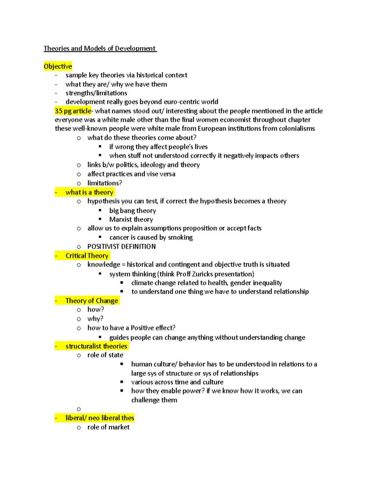 Theories and Models of Development - Theories and Models of Development ...