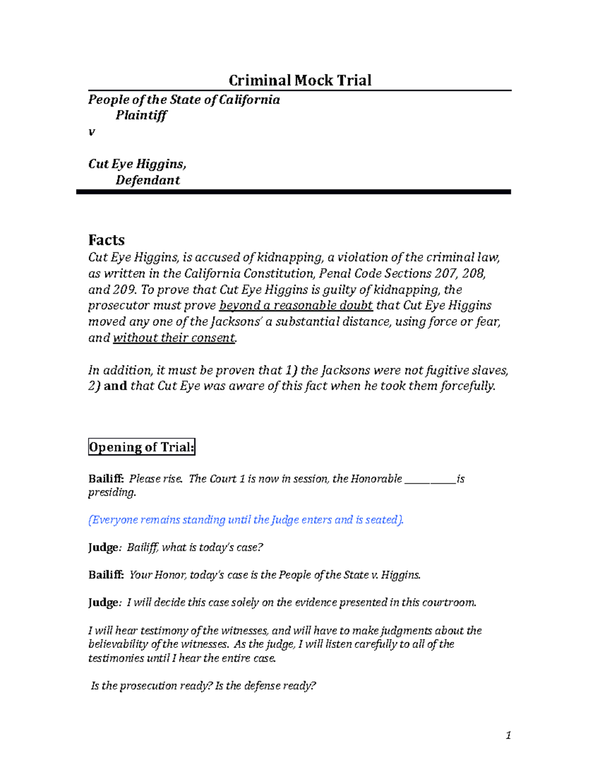 Criminal-mock-trial - hahaha - Criminal Mock Trial People of the State ...