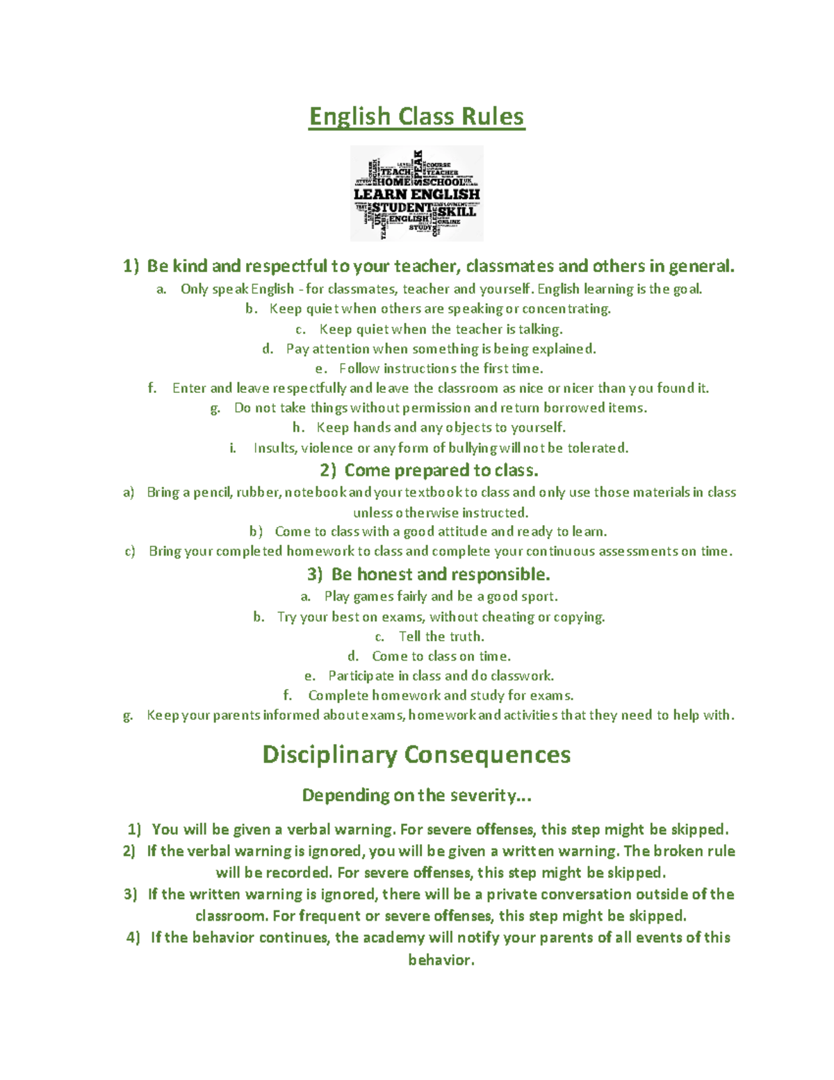 English class rules - Ok This is some stuff I uploaded 12 - English ...